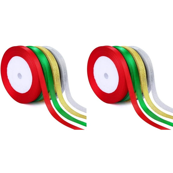 100 Yards Valentine's Day Christmas Ribbons, 3/8 Inch Gold Silver ...