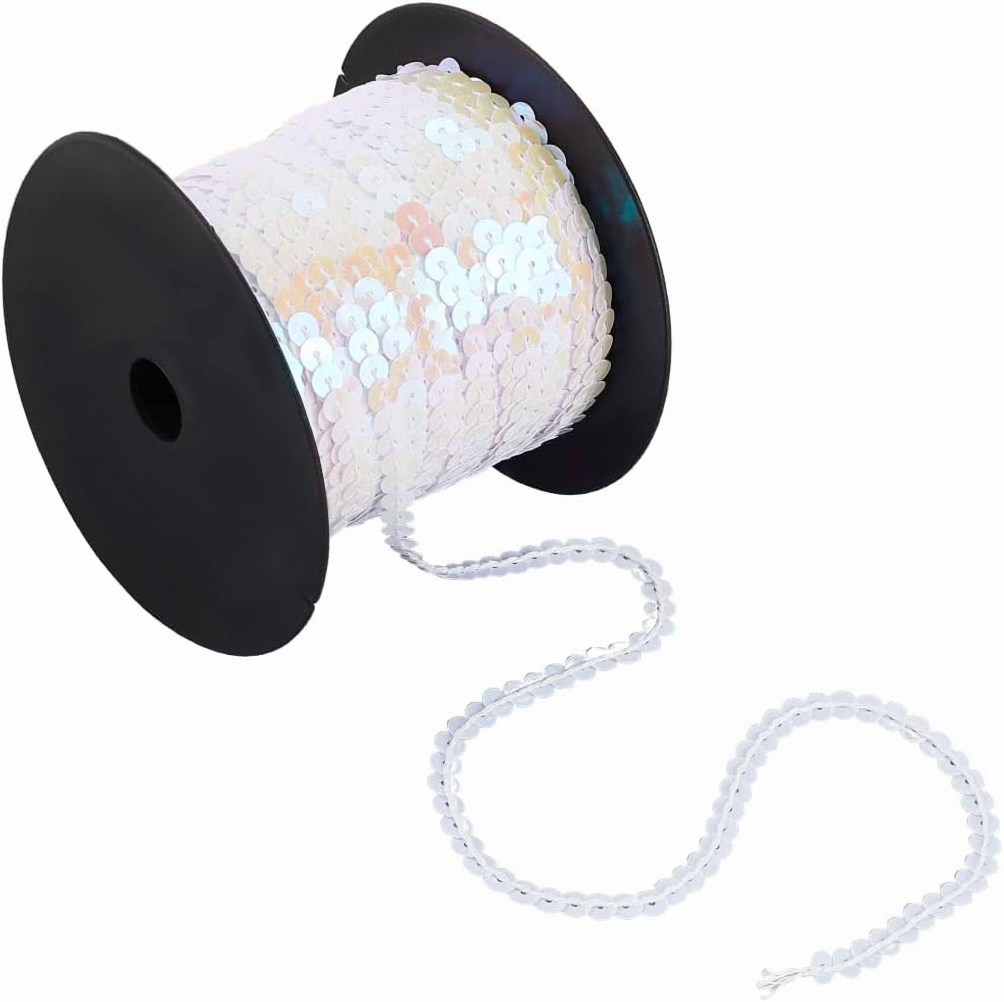 100 Yards White Sequin Trim 6mm Flat Sequin Strip Paillette String ...