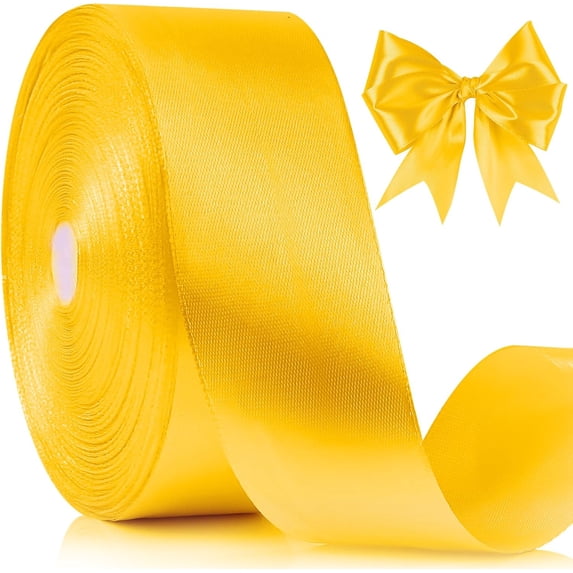 100 Yards Yellow Satin Ribbon, 1.5-Inch Single Face Ribbon for Gift ...