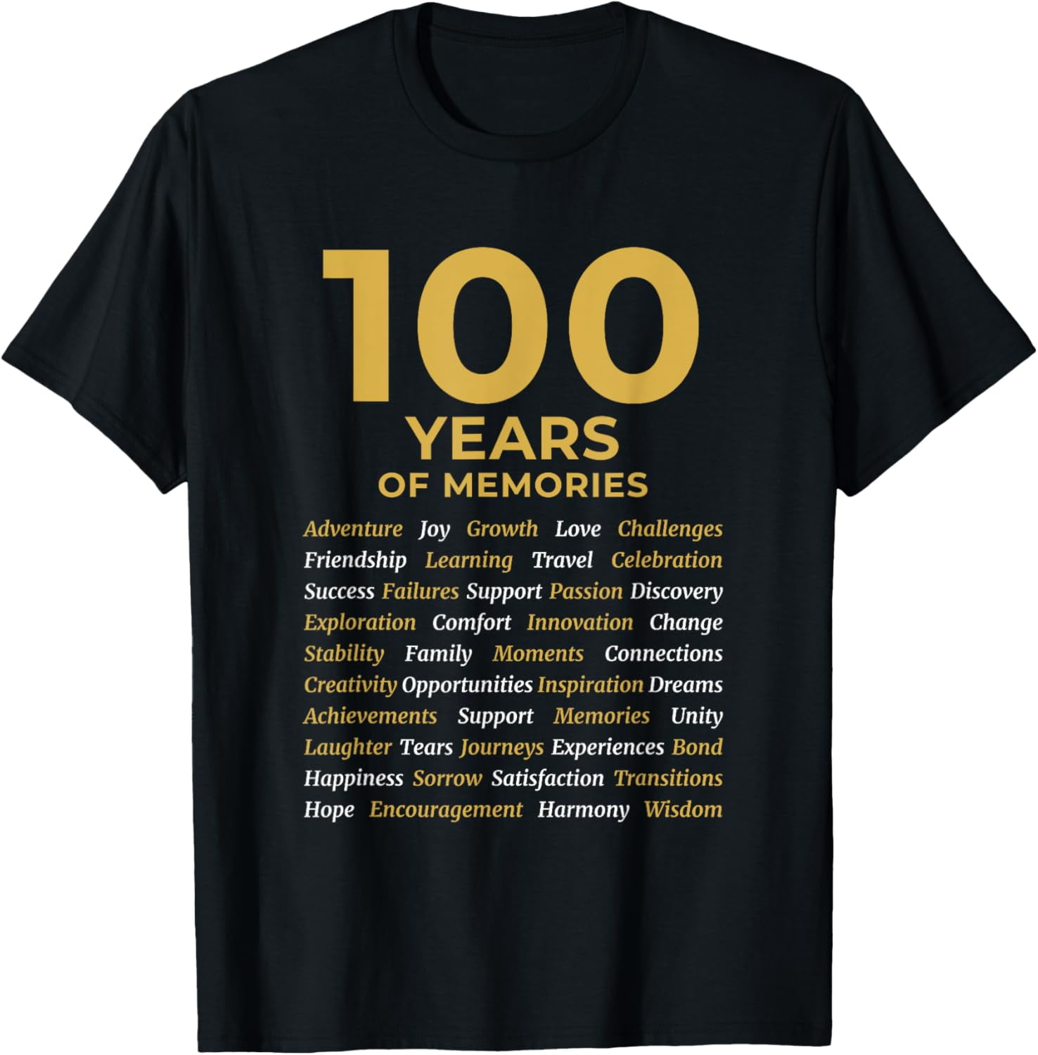 100 Years of Memories 100th Anniversary Birthday Celebration T-ShirtMen and women, White Black T ...