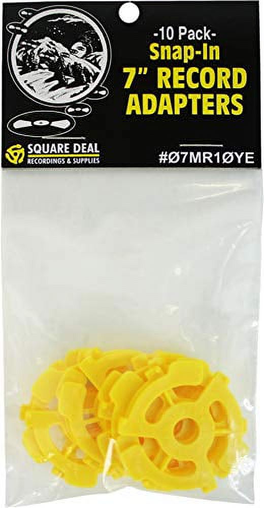(100) Yellow 7" Plastic Flat Style 45 Record Adapter Inserts - 10 packs ...