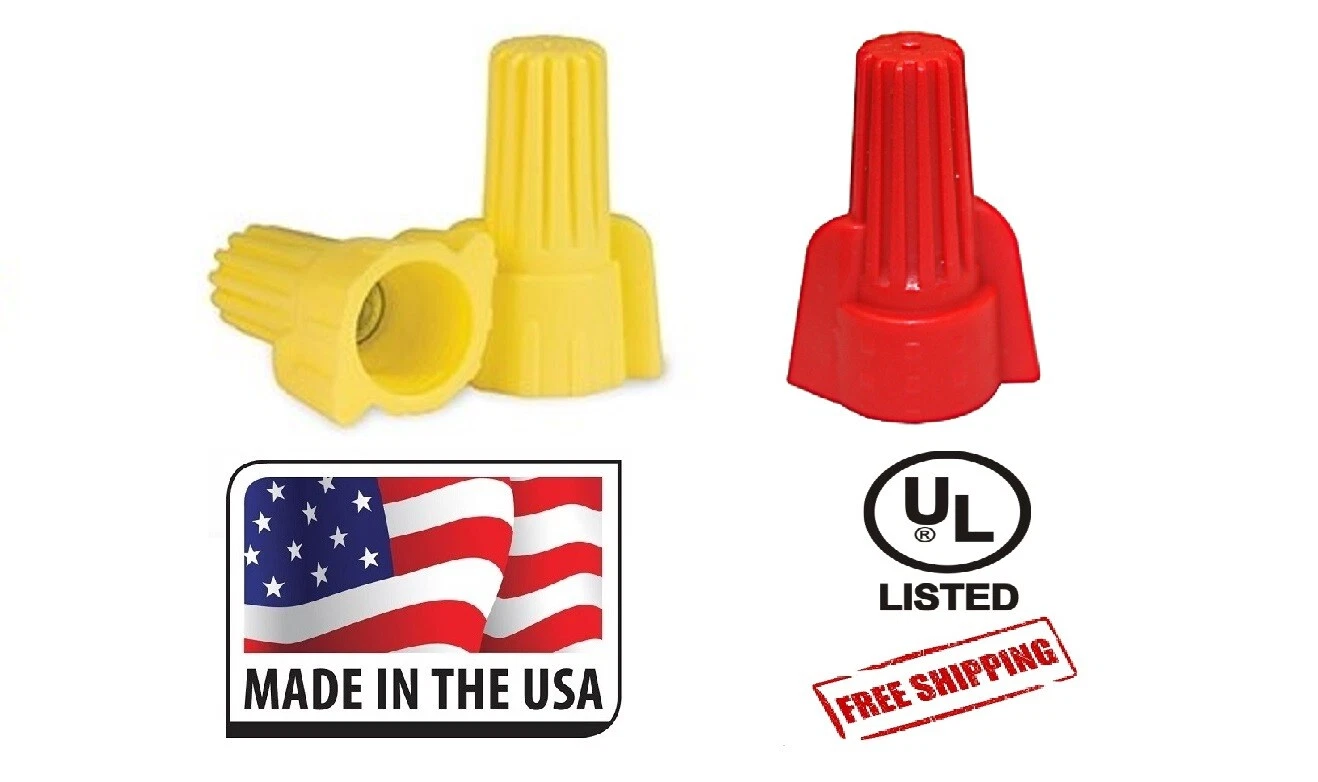 (100) Yellow & Red (50 Each)Winged Nut Screw On Wire Connector Twist-On ...