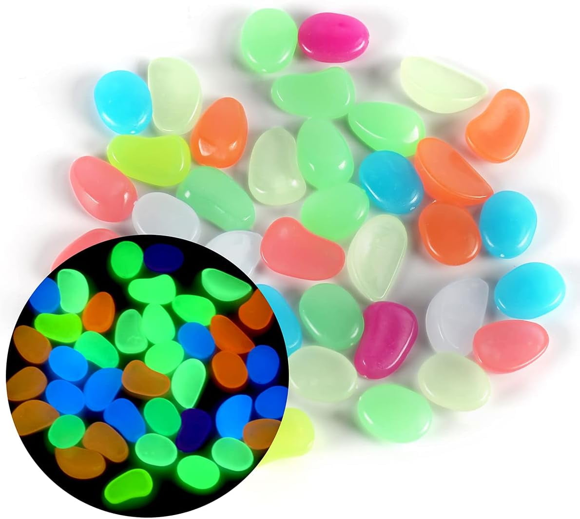 100 ative Stones Glow in the Dark Rocks, Garden Pebbles Rocks Luminous ...