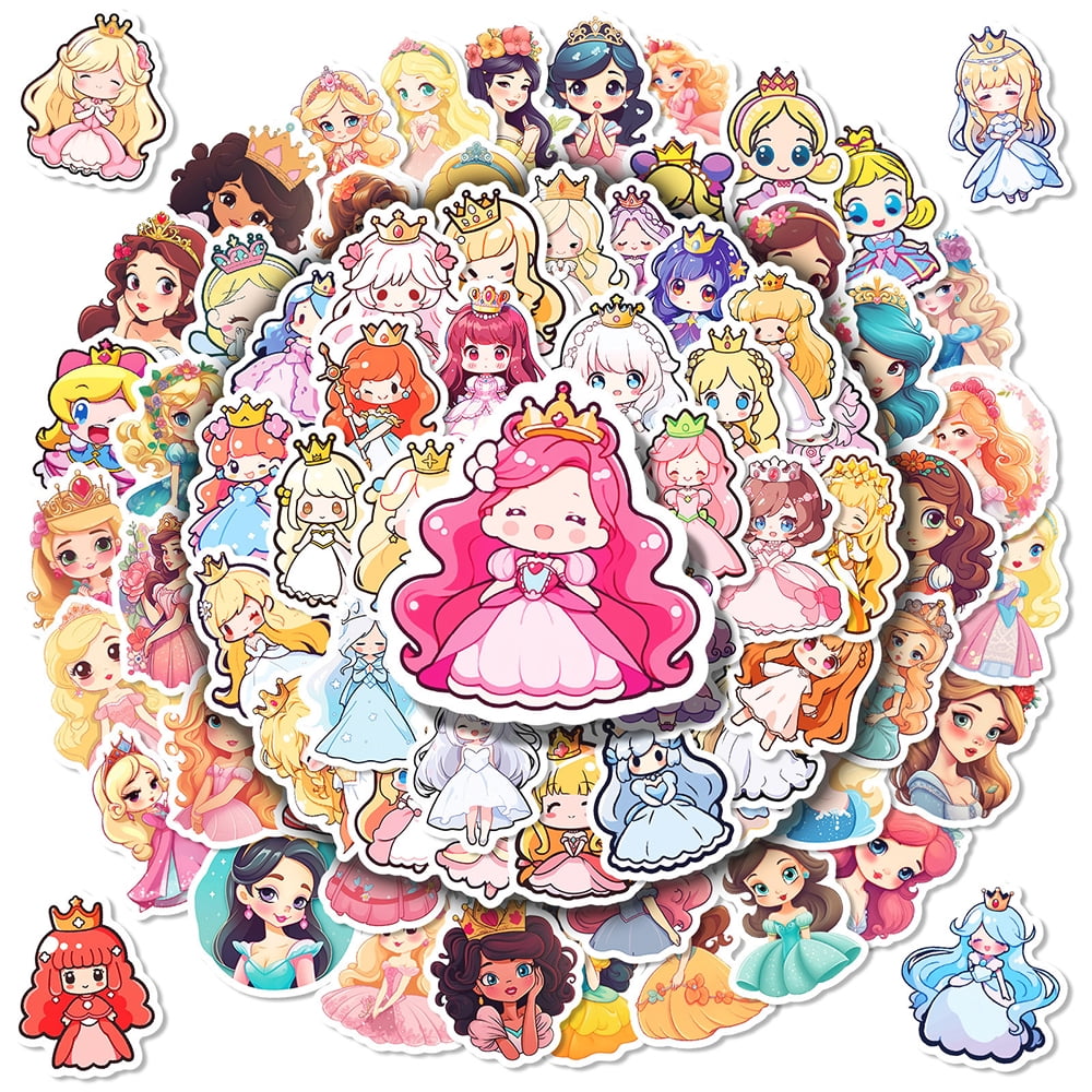 100 cartoon princess stickers, children's reward princess, little girl ...