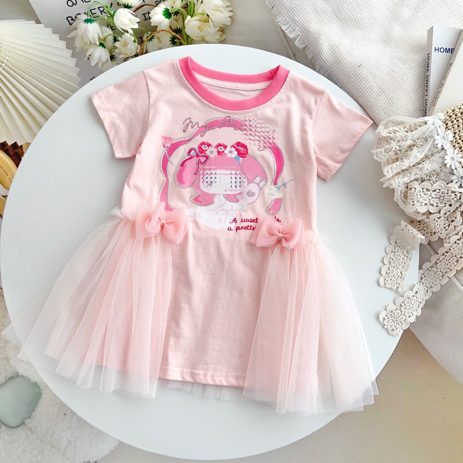 100% cotton Kuromi Melody Cinnamoroll girls' dress gauze Princess dress ...
