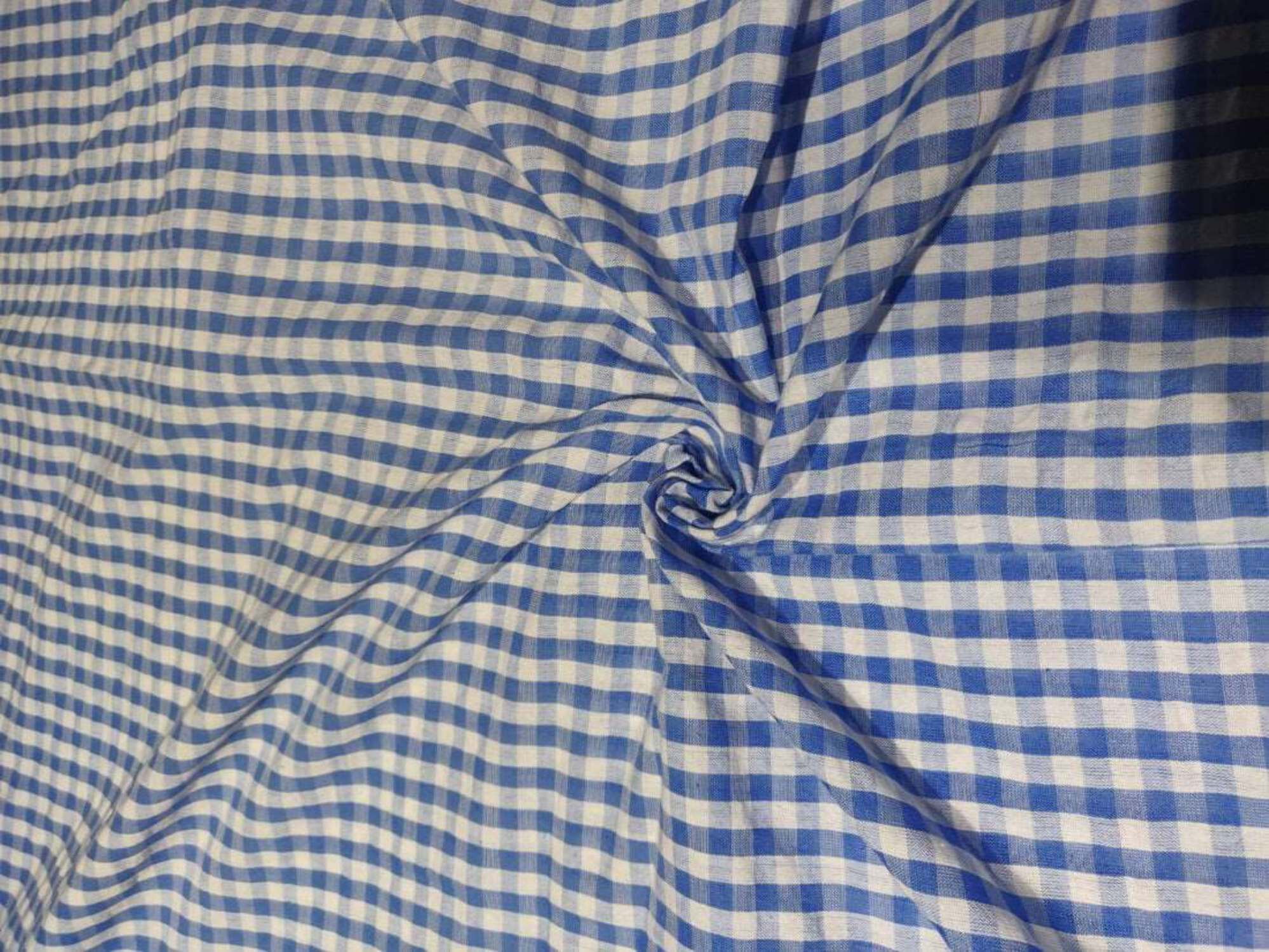 100% cotton blue and white gingham seer sucker fabric 58" wide [11493 ...