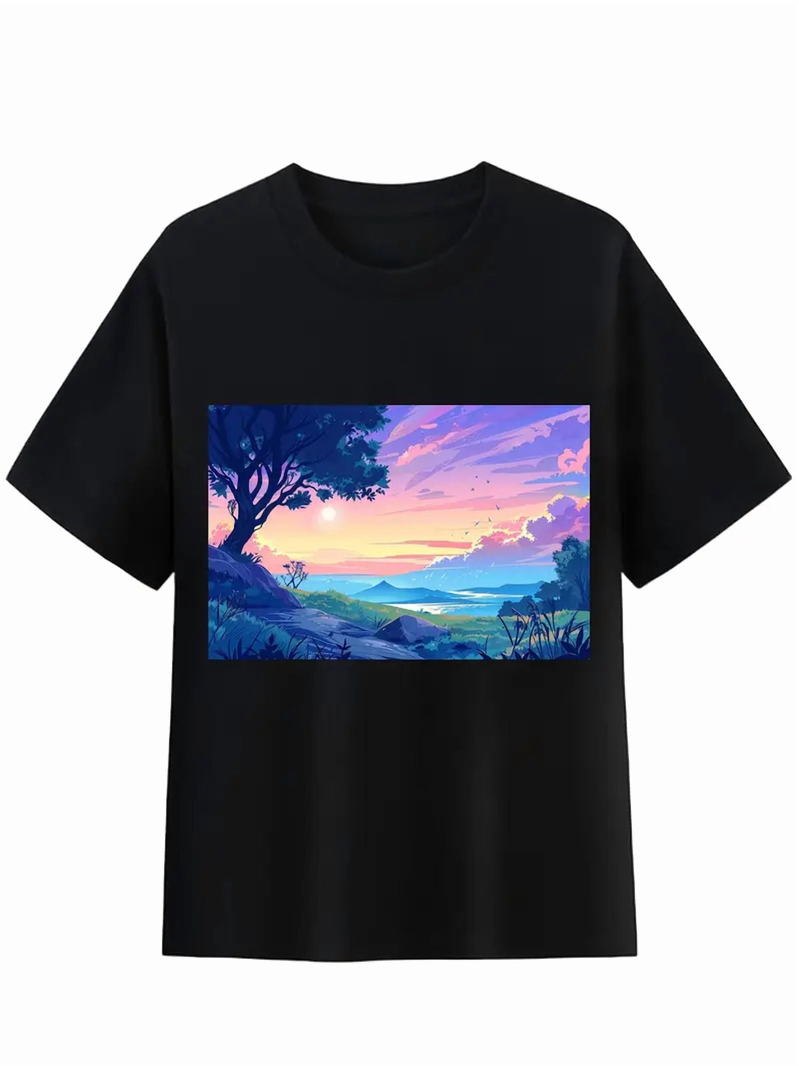 100% cotton tshirts men tee 100% Cotton Men'S Shirt Landscape Design of ...