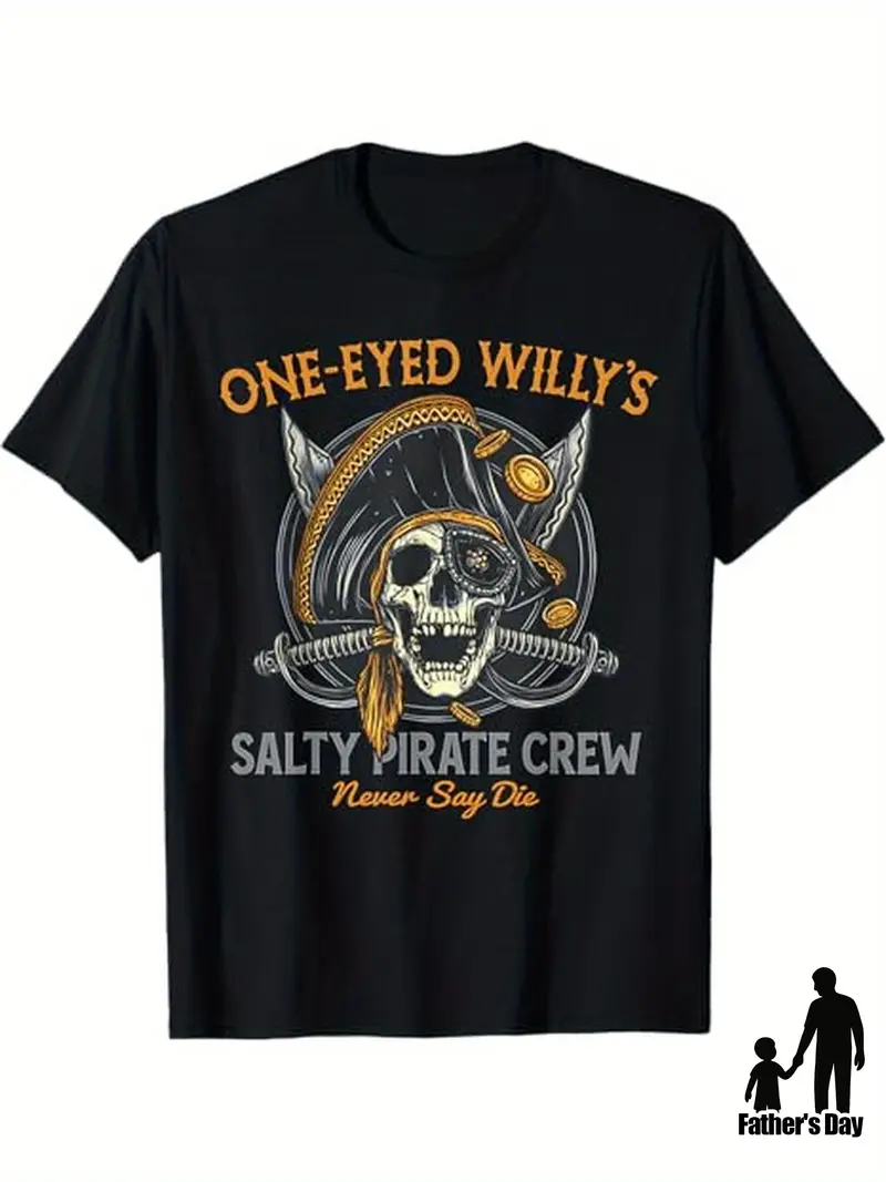 100% cotton tshirts men tee 100% Cotton Men's One Eye Willy's Salty Pirate Crew T-Shirt ...