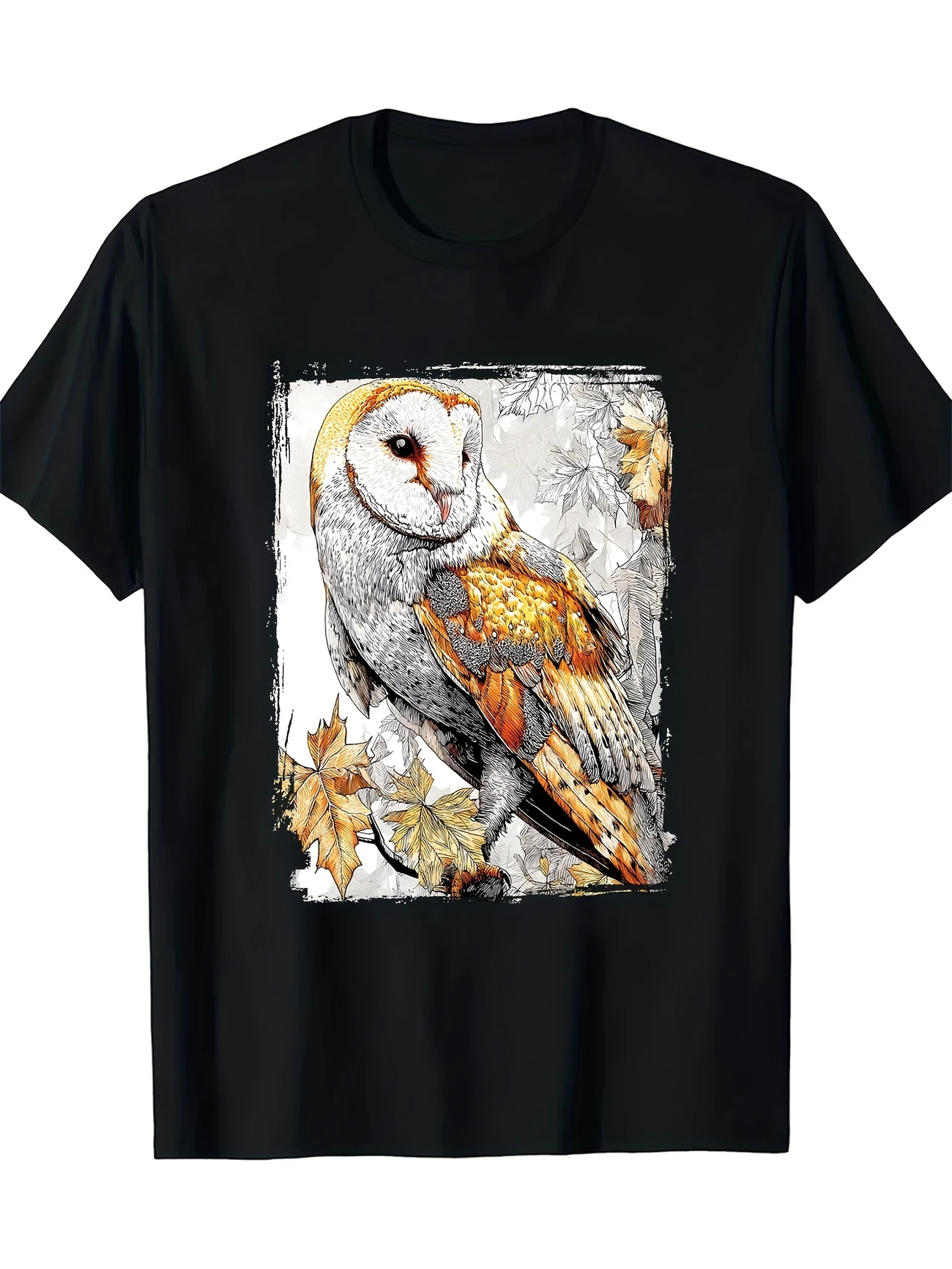100% cotton tshirts men tee 1pc Men's Vintage Barn Owl Graphic T-Shirt ...