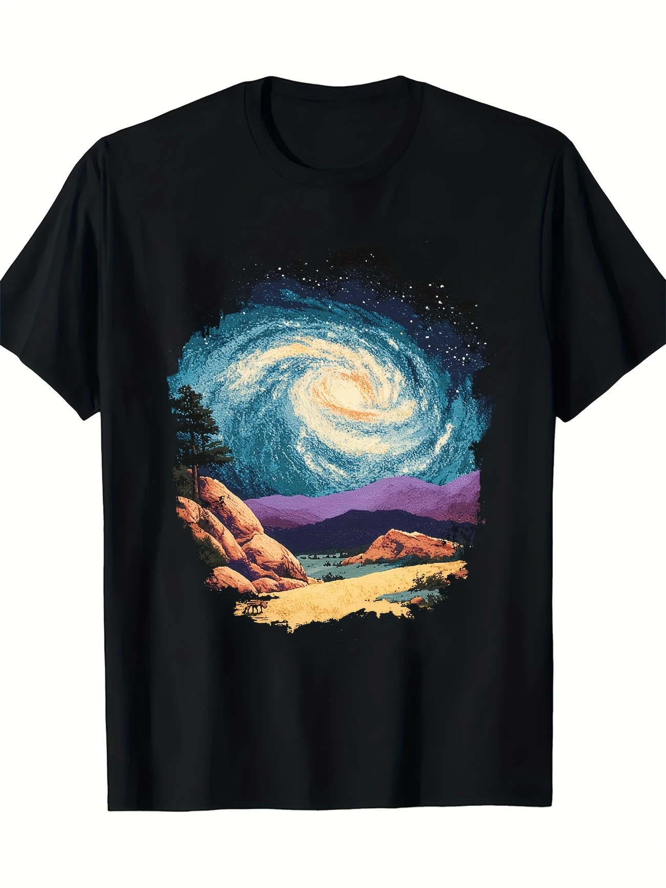 100% cotton tshirts men tee 1pc Vintage Galaxy Graphic T-Shirt - Black ...