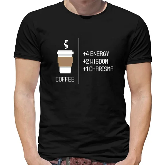 100% cotton tshirts men tee 8 bit Coffee Mens T-Shirt - Pixel Retro ...