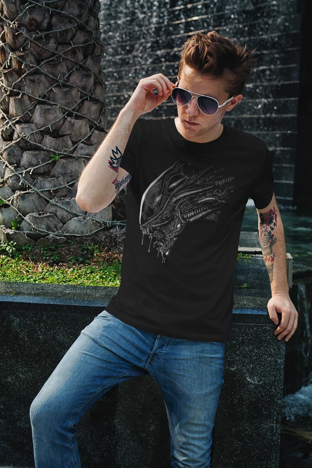 100% cotton tshirts men tee Alien Head T-Shirt Unisex Cotton Ridley ...