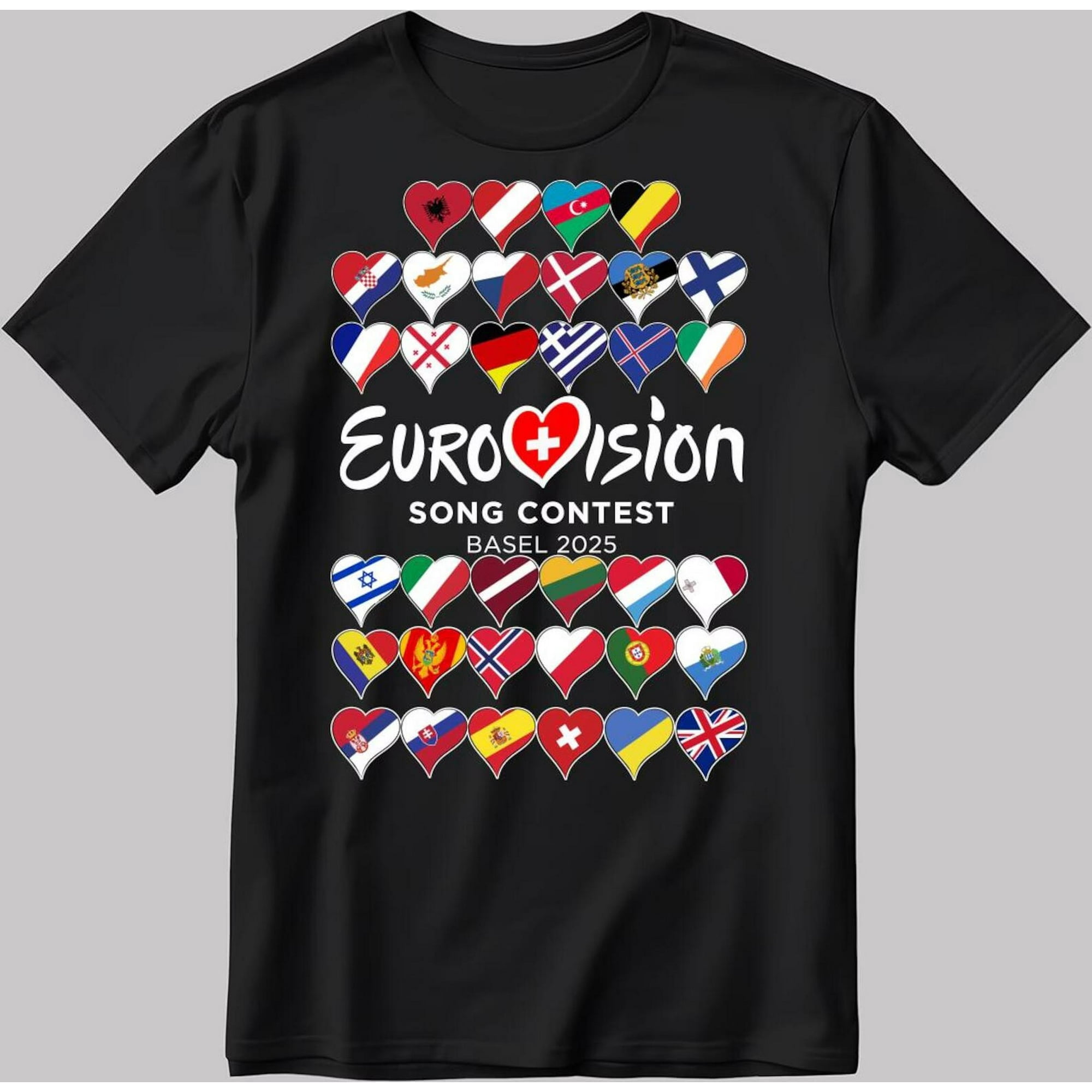 100% cotton tshirts men tee All Flag Eurovision Song Contest BASEL 2025 ...