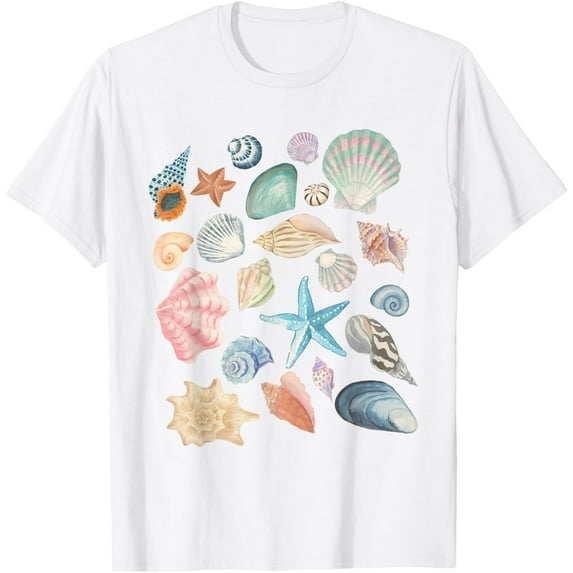 100% cotton tshirts men tee Beachy Seashell Coastal Grandma Starfish ...