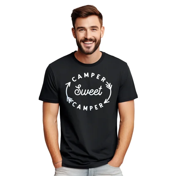 100% cotton tshirts men tee Camper Sweet Camper t-shirt - Funny and Cozy! 100% cotton, Funny t ...