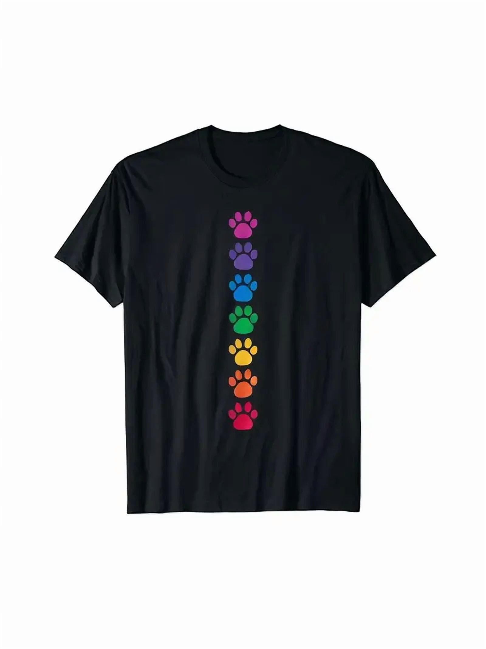 100% cotton tshirts men tee Chakra Dog Paw Print T-Shirt - Vibrant ...