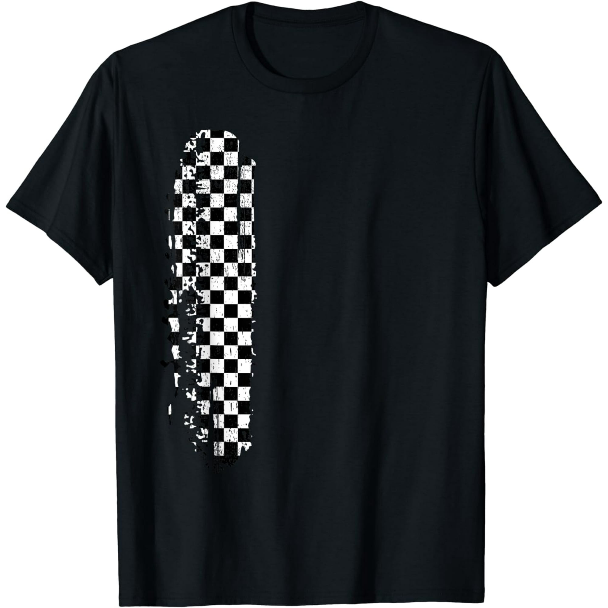 100% cotton tshirts men tee Checkered Checker Black & White Racing Flag ...