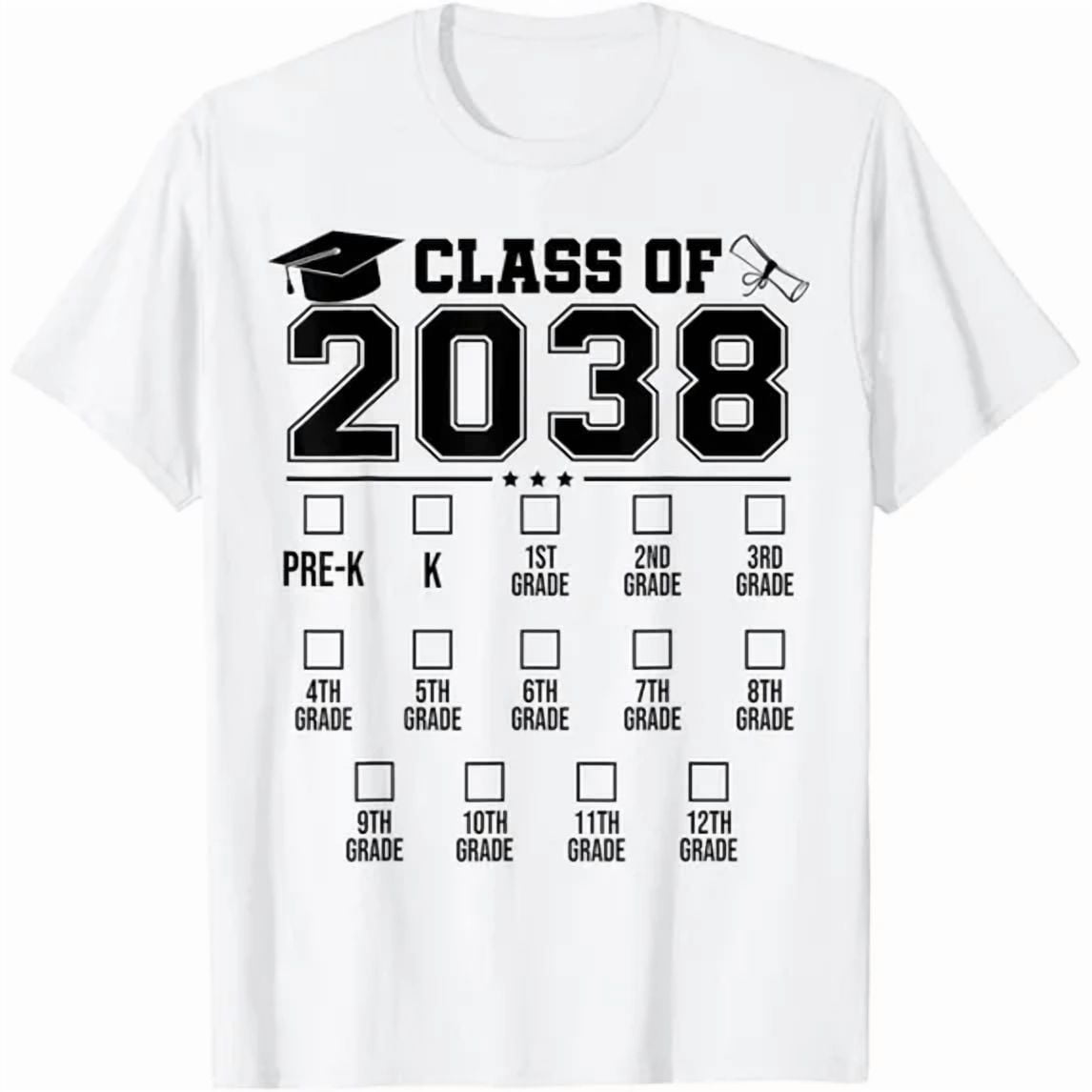 100% cotton tshirts men tee Checklist Pre K Graduation 2038 T-Shirt ...