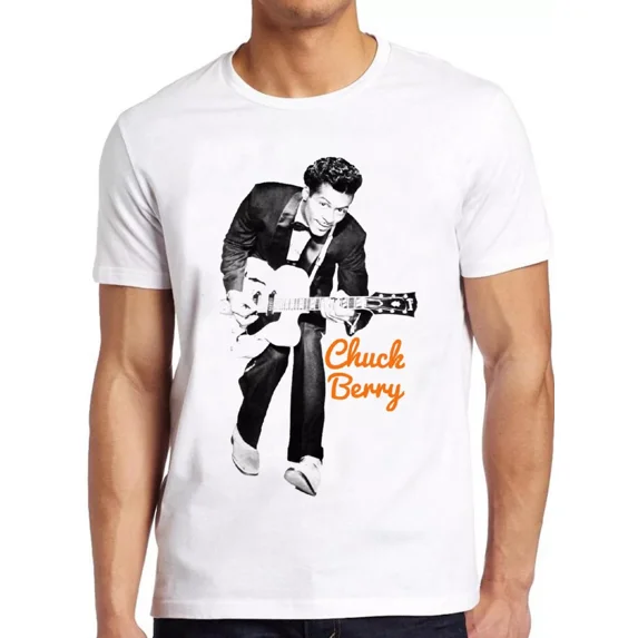 100% cotton tshirts men tee Chuck Berry Guitar Legend Rock N' Roll Retro Music Top Tee T Shirt ...
