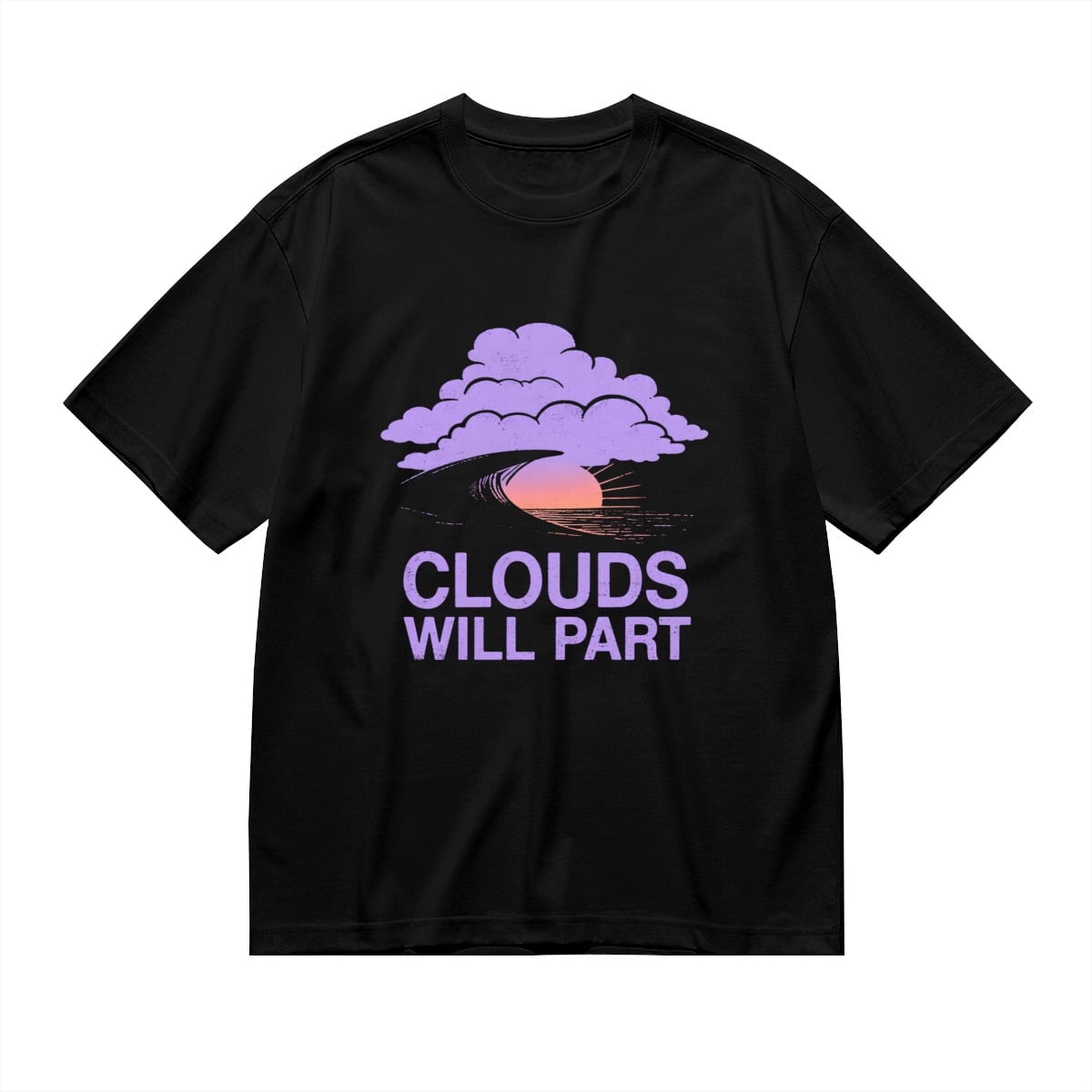 100% cotton tshirts men tee Clouds Will Part, Purple Sunset Print ...