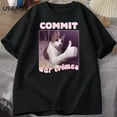 100% cotton tshirts men tee Commit War Crimes Funny Cat Meme T-shirt ...