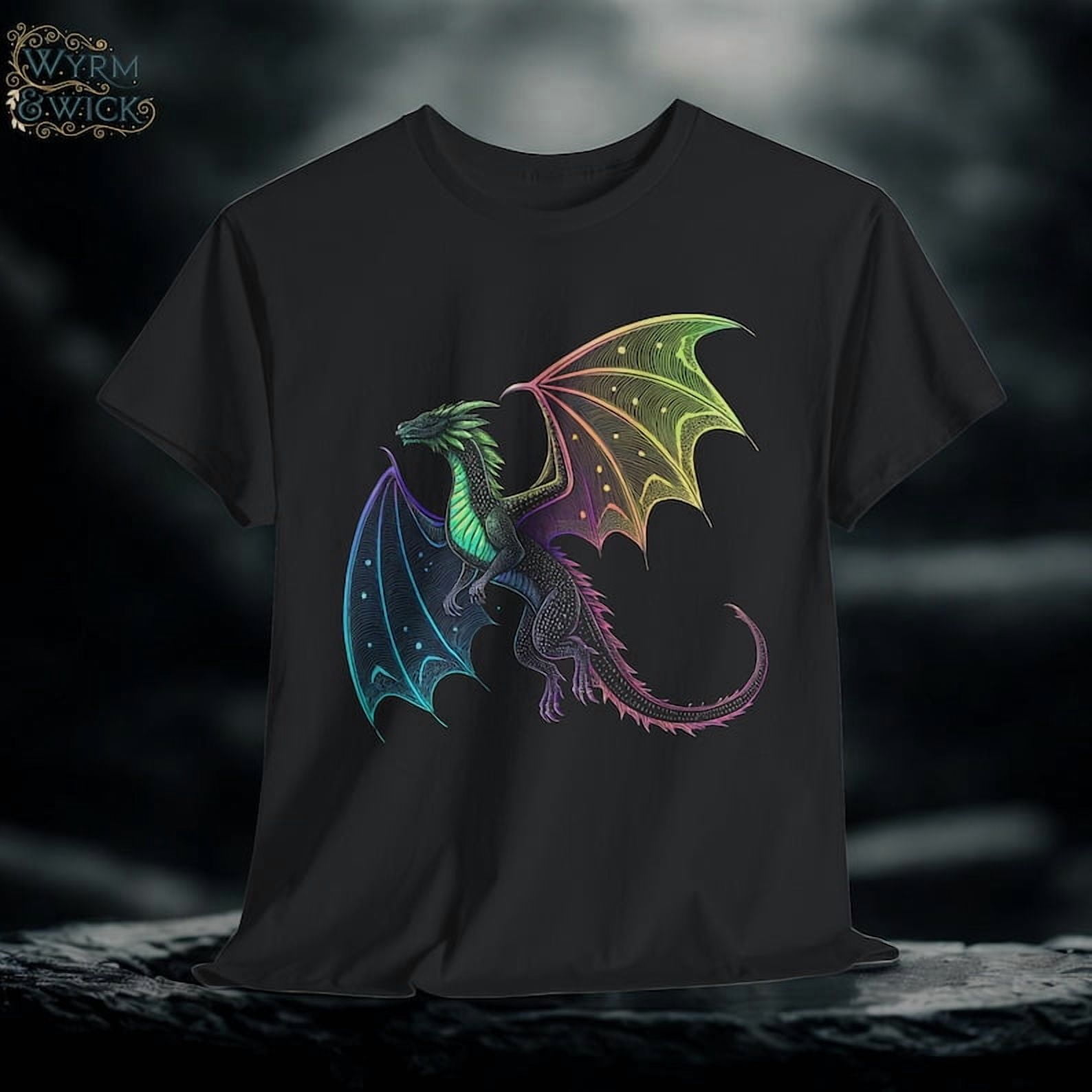 100% cotton tshirts men tee Cosmic Neon Dragon Unisex Tee, Castlecore ...