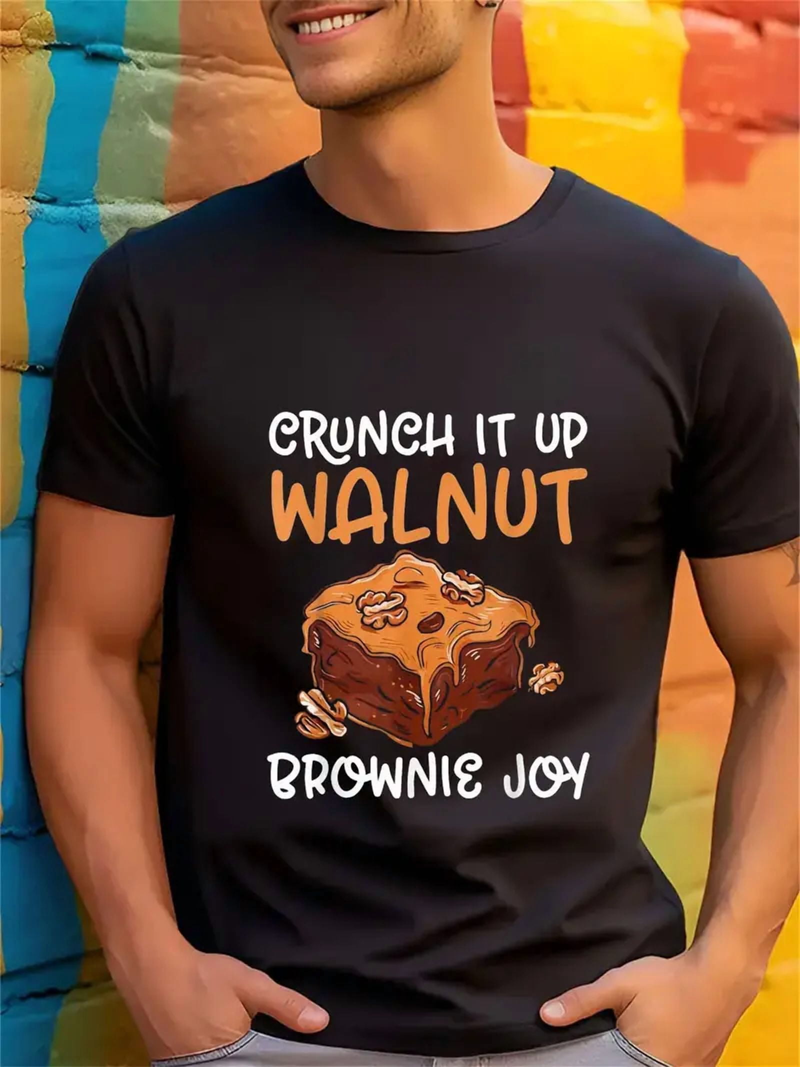 100% cotton tshirts men tee Crunch It Up Walnut Brownie Joy Graphic T-Shirt - 100% Cotton 1 ...