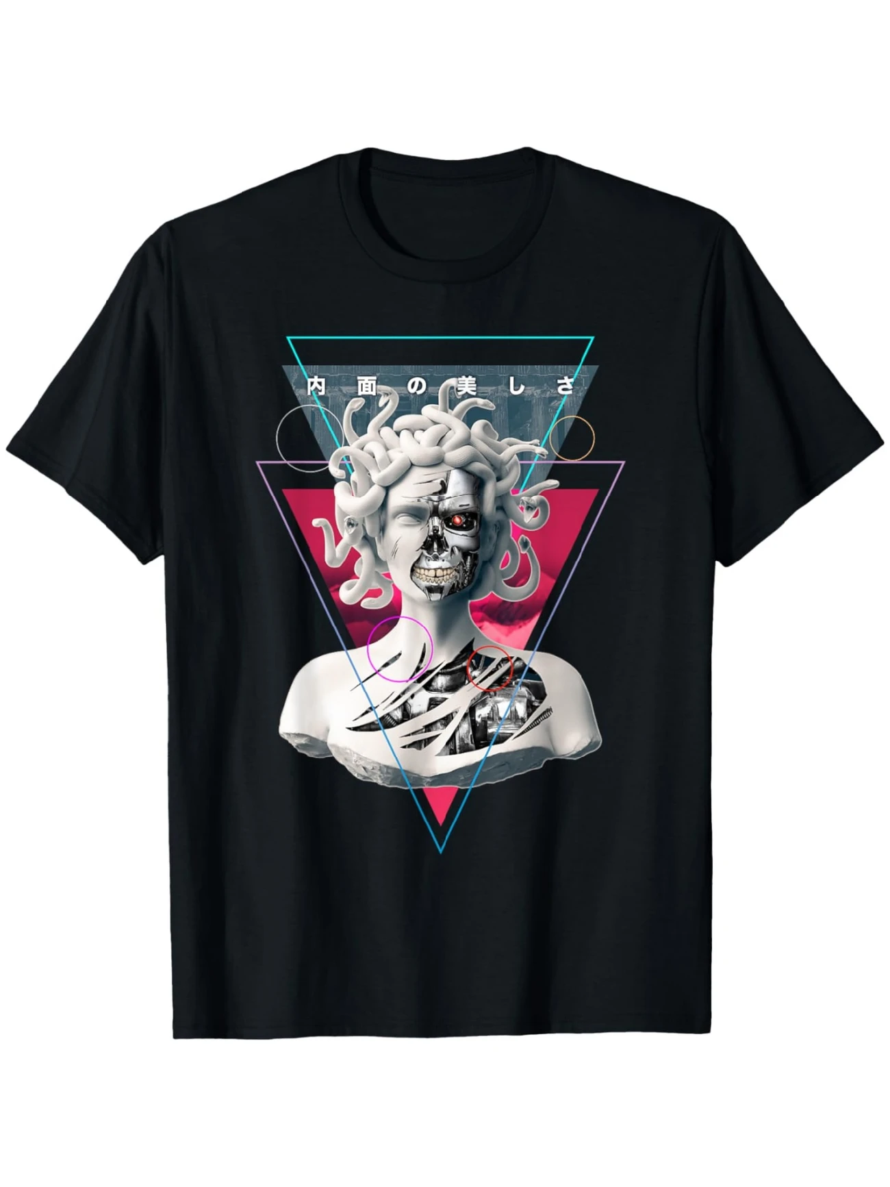 100% cotton tshirts men tee Cyberpunk Graphic Tee - Black T-Shirt with ...