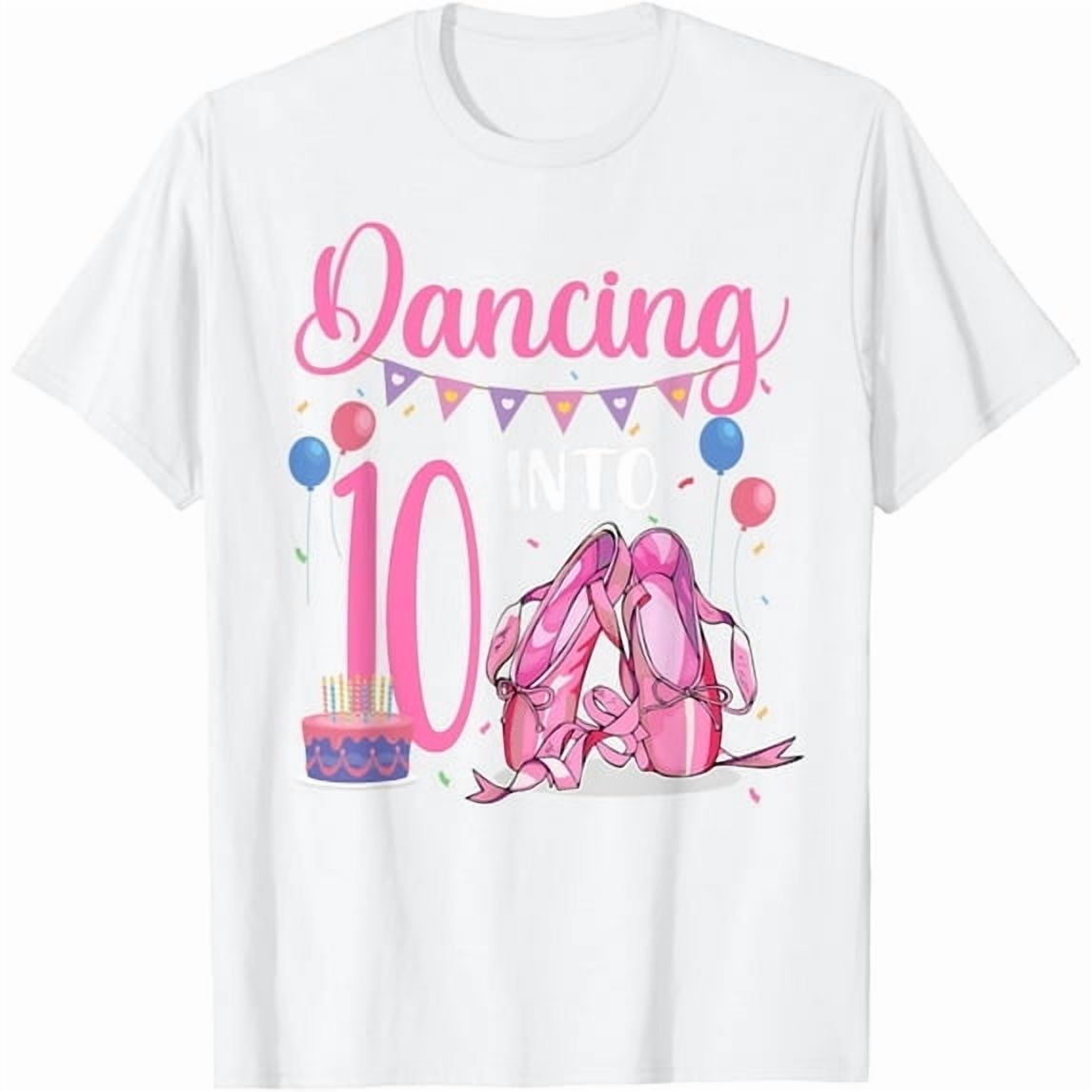 100% cotton tshirts men tee Dancing Into 10th Birthday Ballerina Ballet ...