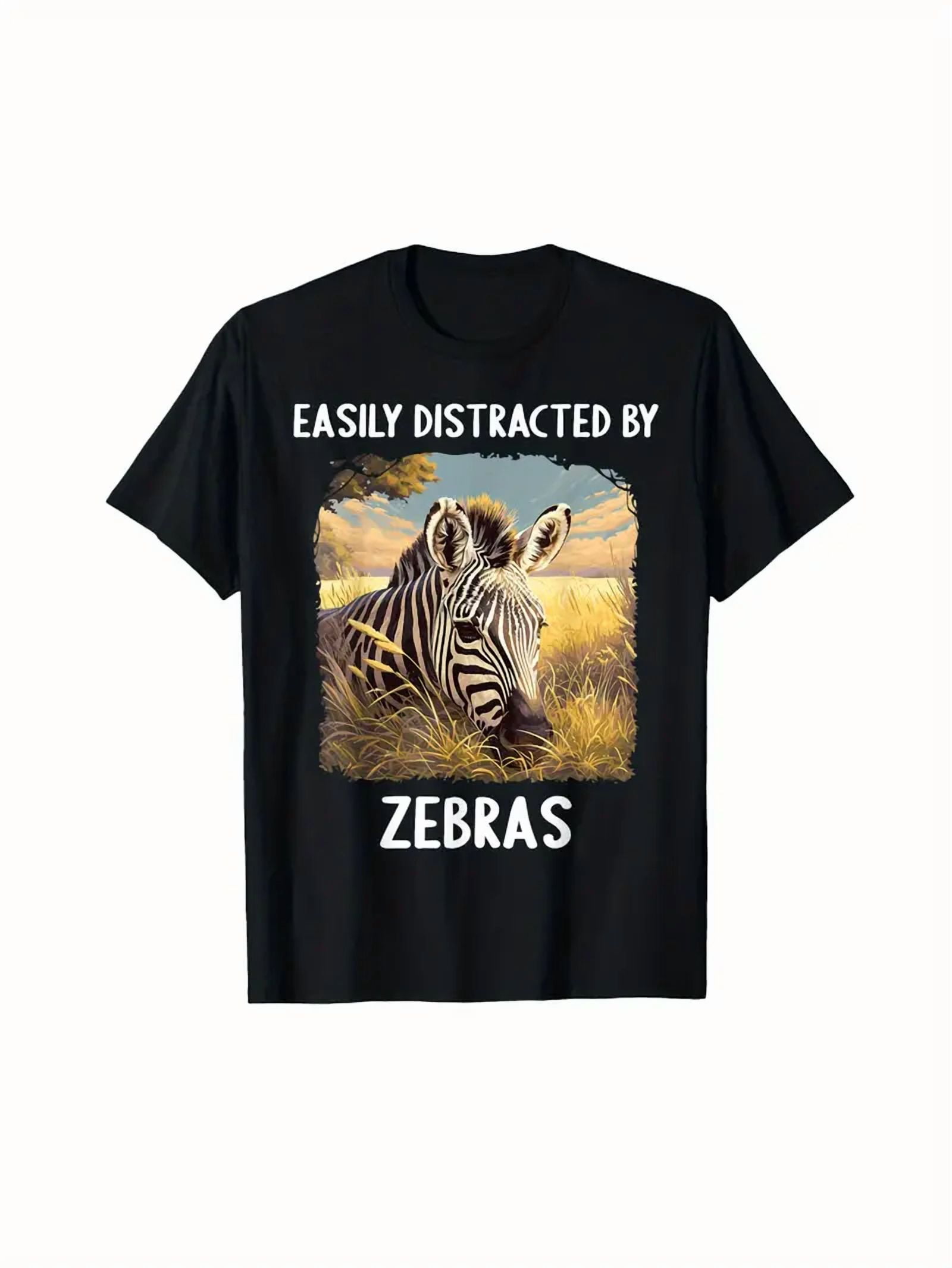 100% cotton tshirts men tee Easily distracted by Zebras. Zebras Zebra T ...