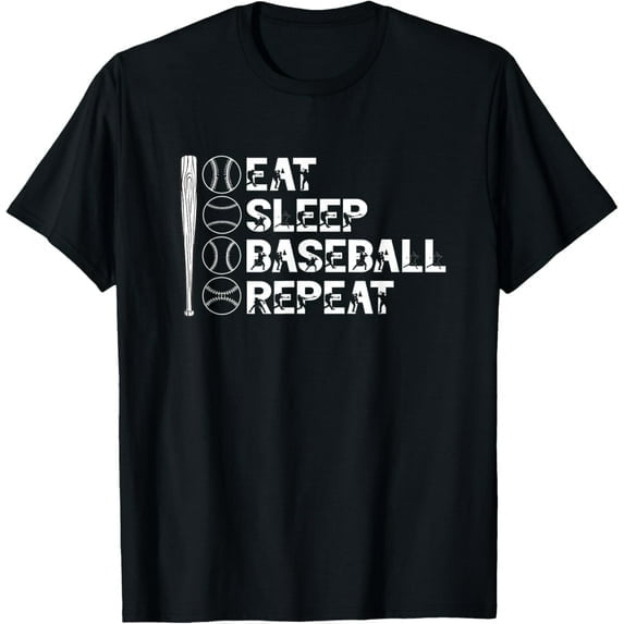 100% cotton tshirts men tee Eat Sleep Baseball Repeat Funny Baseball Design T-Shirt - Walmart.com