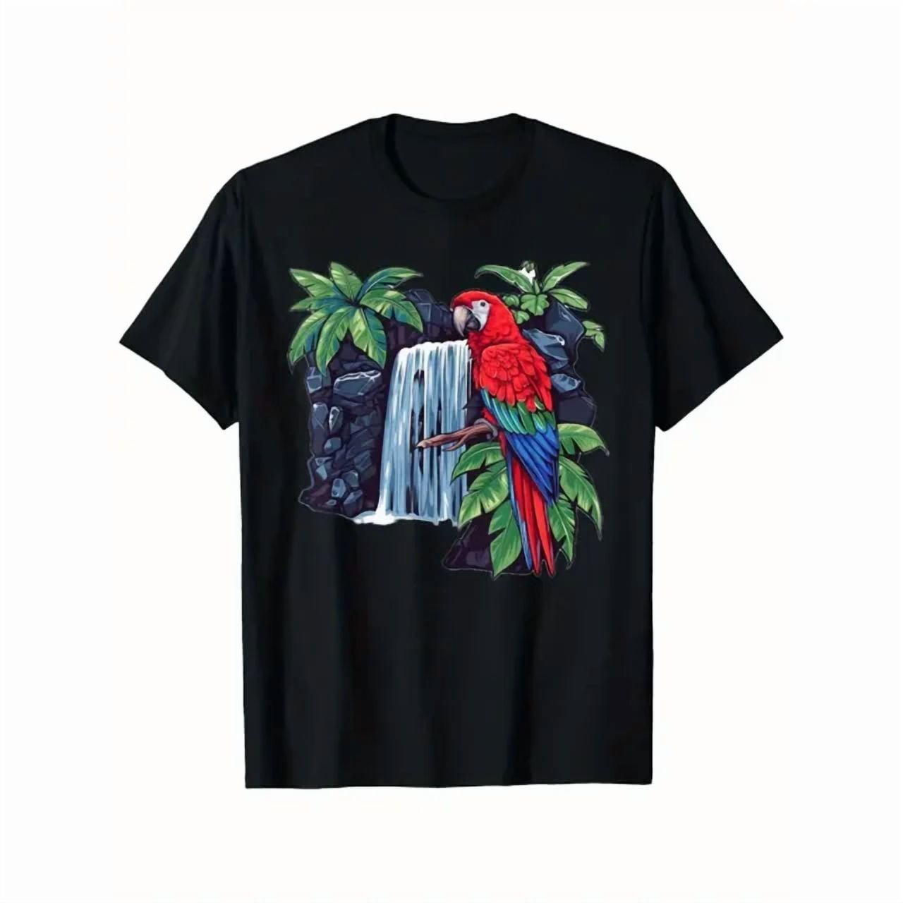 100% cotton tshirts men tee Eclectus Parrot With A Waterfall T-Shirt ...