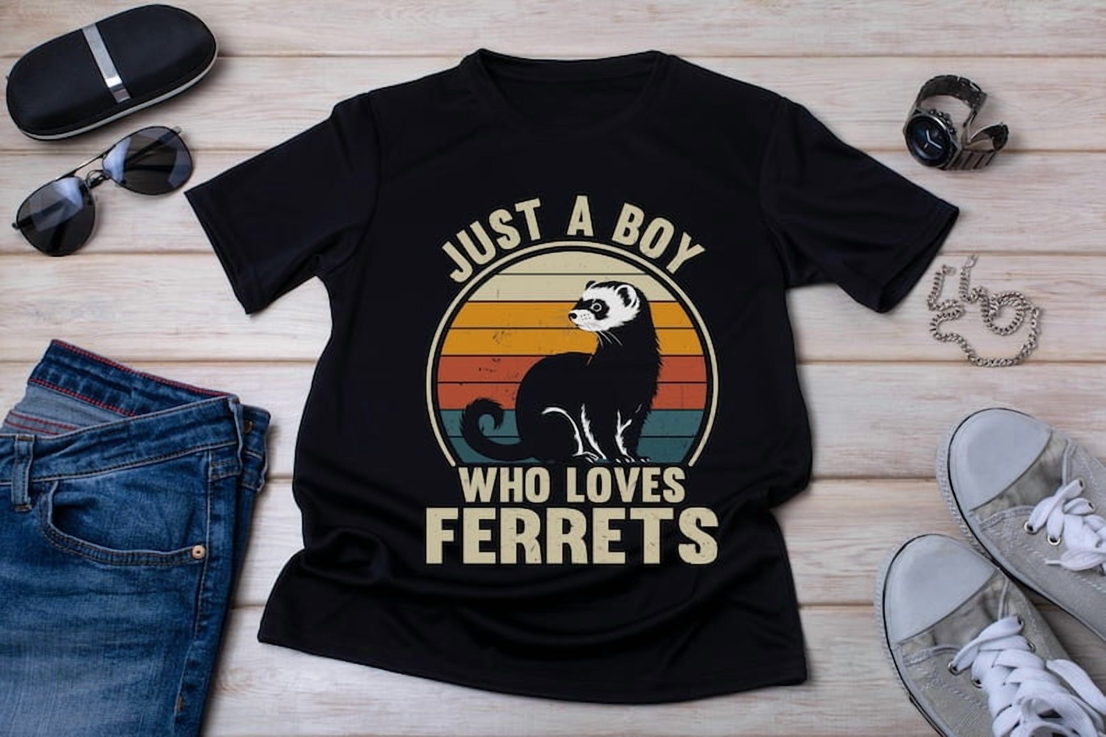 100% cotton tshirts men tee Ferret T-Shirt, Just a Boy Who Loves ...