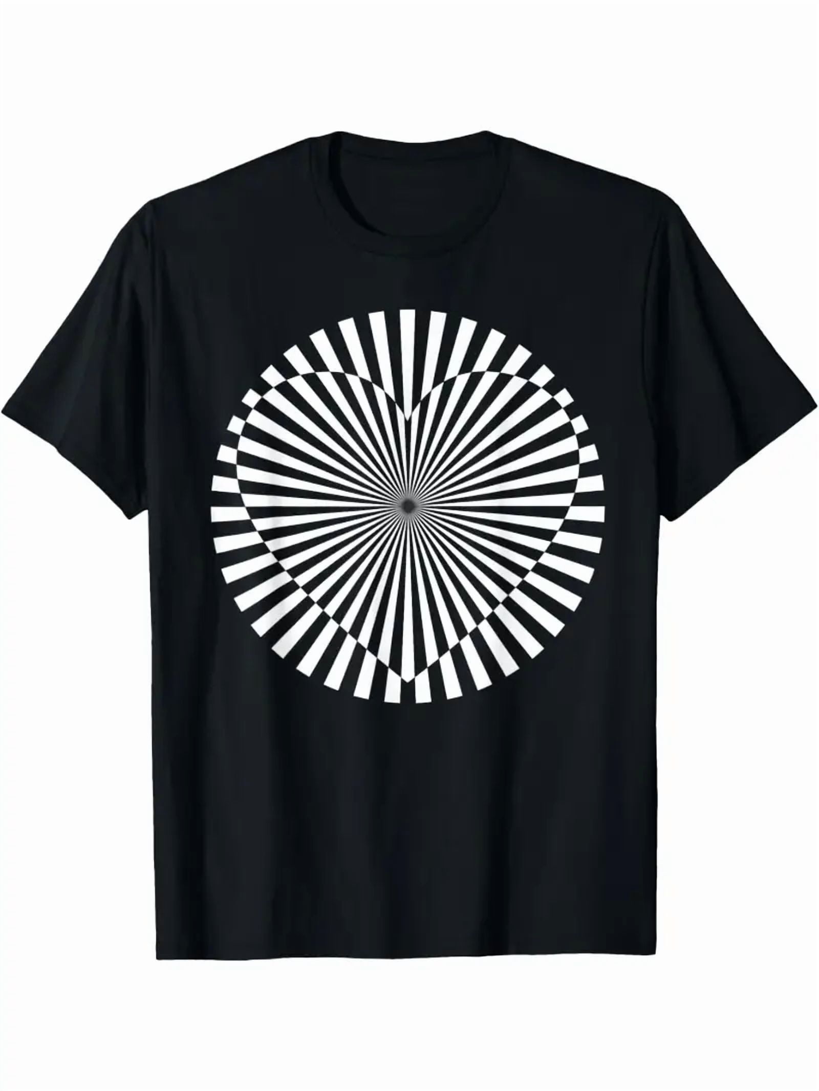 100% cotton tshirts men tee Fractal Patterned lines around and straight into the Heart T-Shirt ...