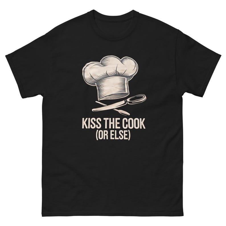 100% cotton tshirts men tee Funny Chef T-Shirt, Kiss the Cook or Else ...