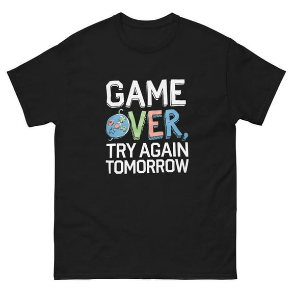 100% cotton tshirts men tee Game Over Try Again Tomorrow T Shirt Funny ...