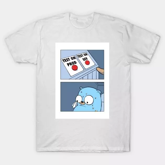 100% cotton tshirts men tee Golang Gopher Two Buttons T-Shirt - Walmart.com