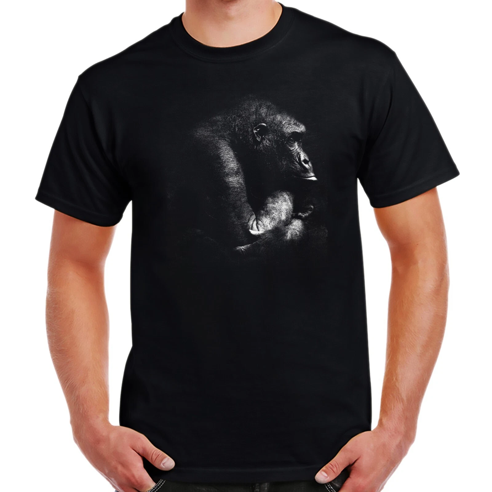 100% cotton tshirts men tee Gorilla Portrait T-Shirt Birthday Gif - Walmart.com