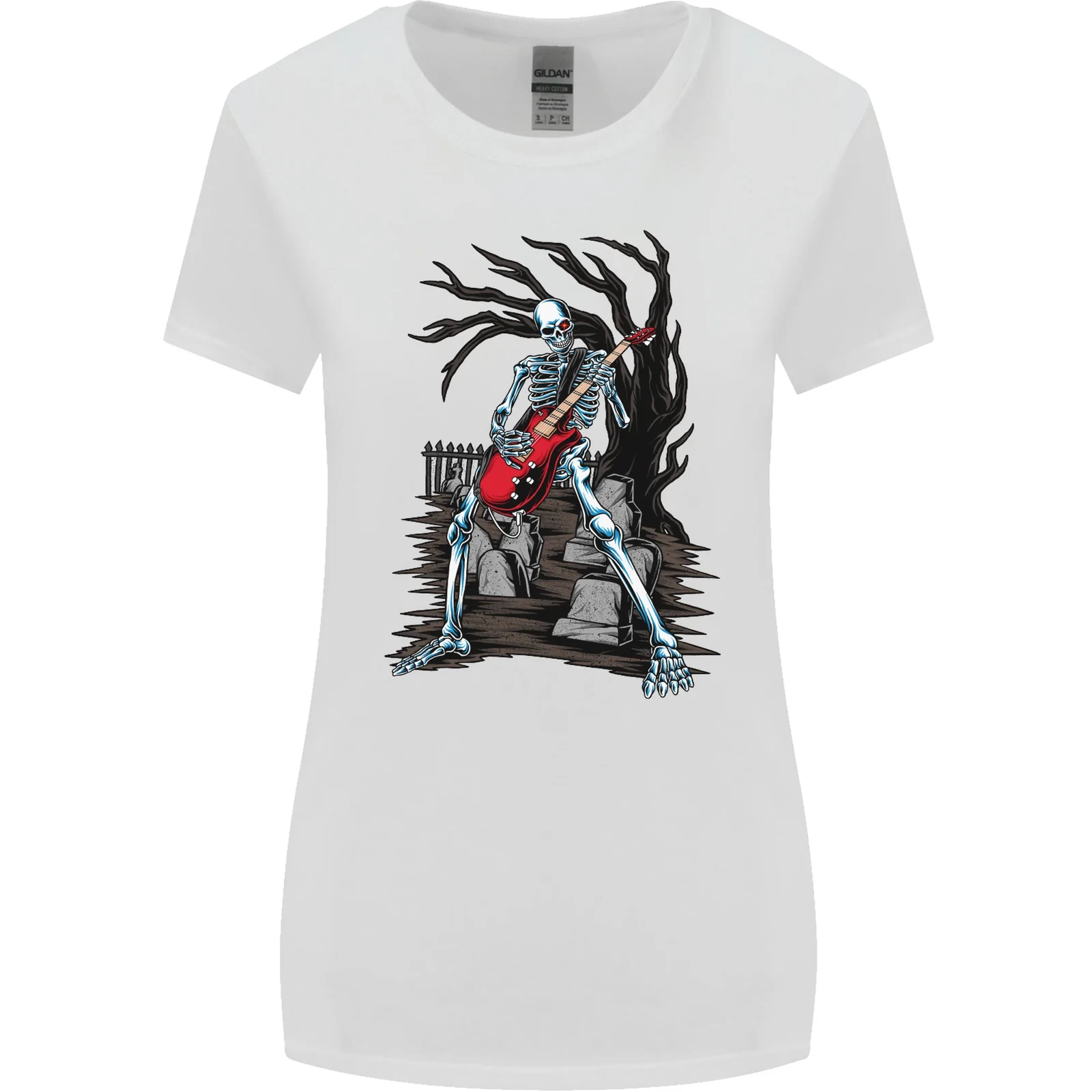 100% cotton tshirts men tee Graveyard Rock Guitar Skull Heavy Metal ...