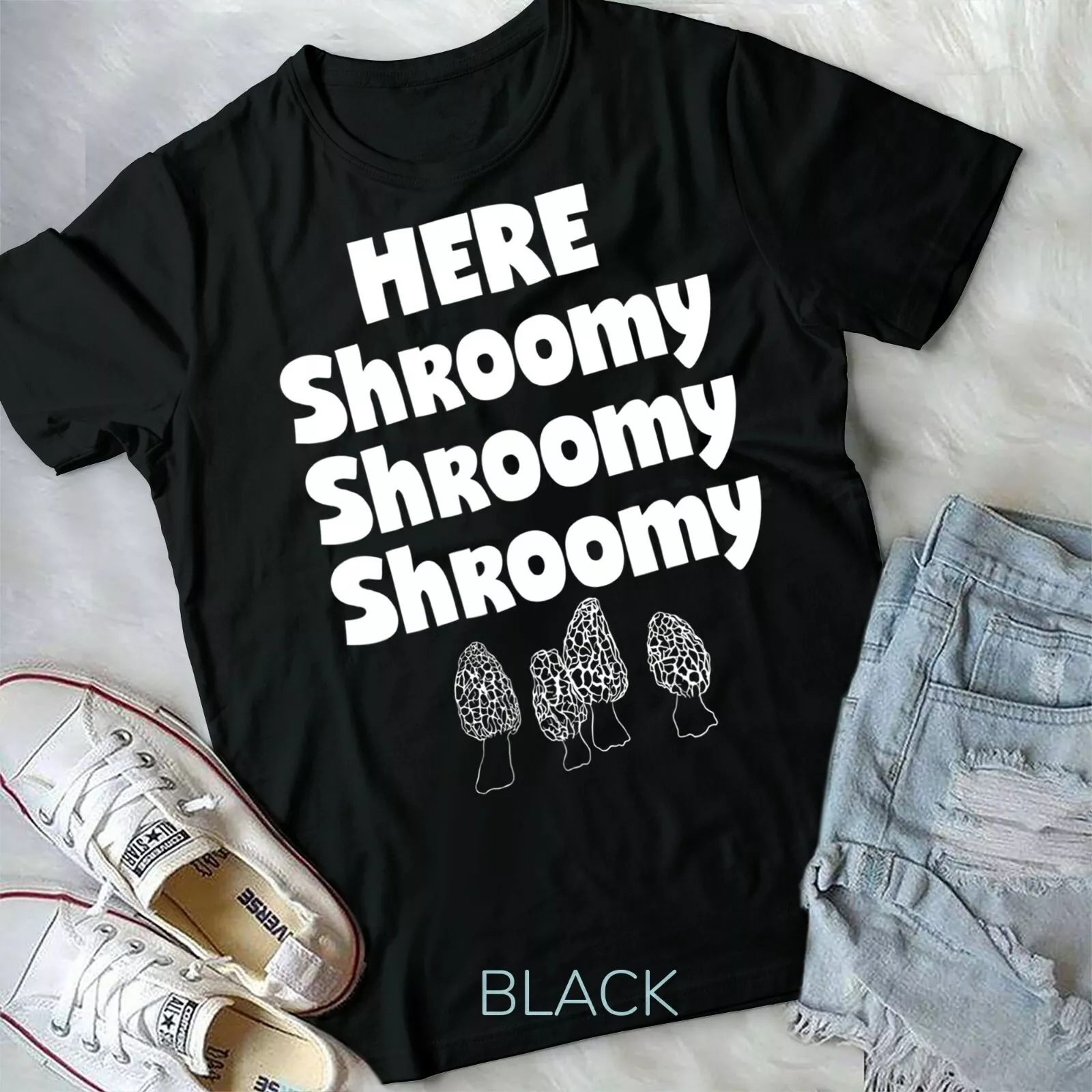 100% cotton tshirts men tee Here Shroomy Funny Mushroom Call Morel Hunters Design - Unisex Form ...