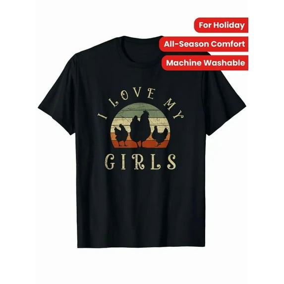 100% cotton tshirts men tee I Love My Retro Chicken Graphic T-Shirt ...