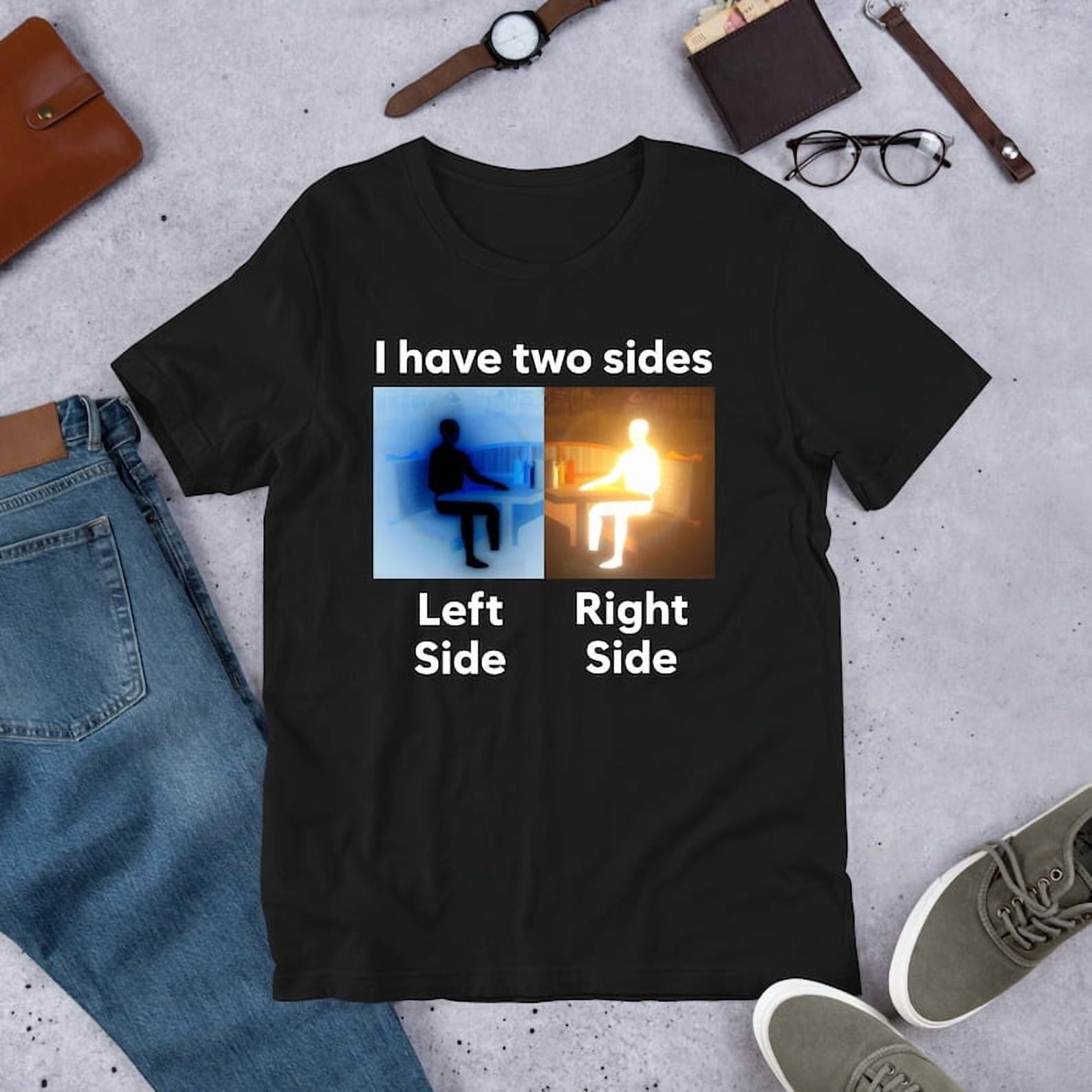 100% cotton tshirts men tee I Have Two Sides Antimeme, Funny Meme Shirt ...