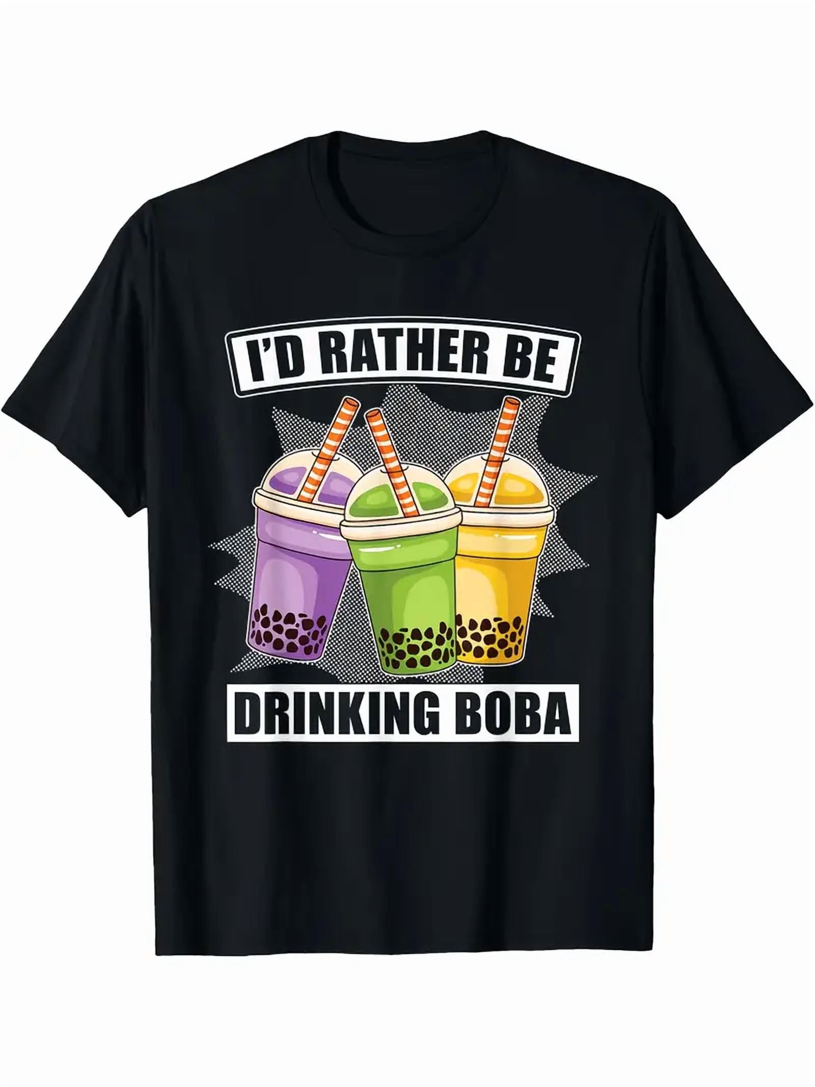 100% cotton tshirts men tee I'd Rather Be Drinking Boba Bubble Tea ...
