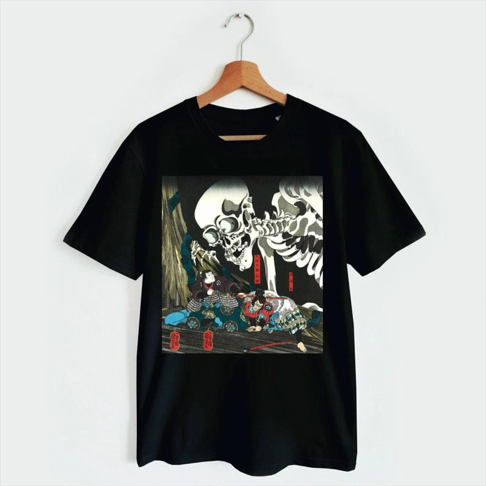 100% cotton tshirts men tee Japanese Skeleton T-shirt Ghost Shirt ...