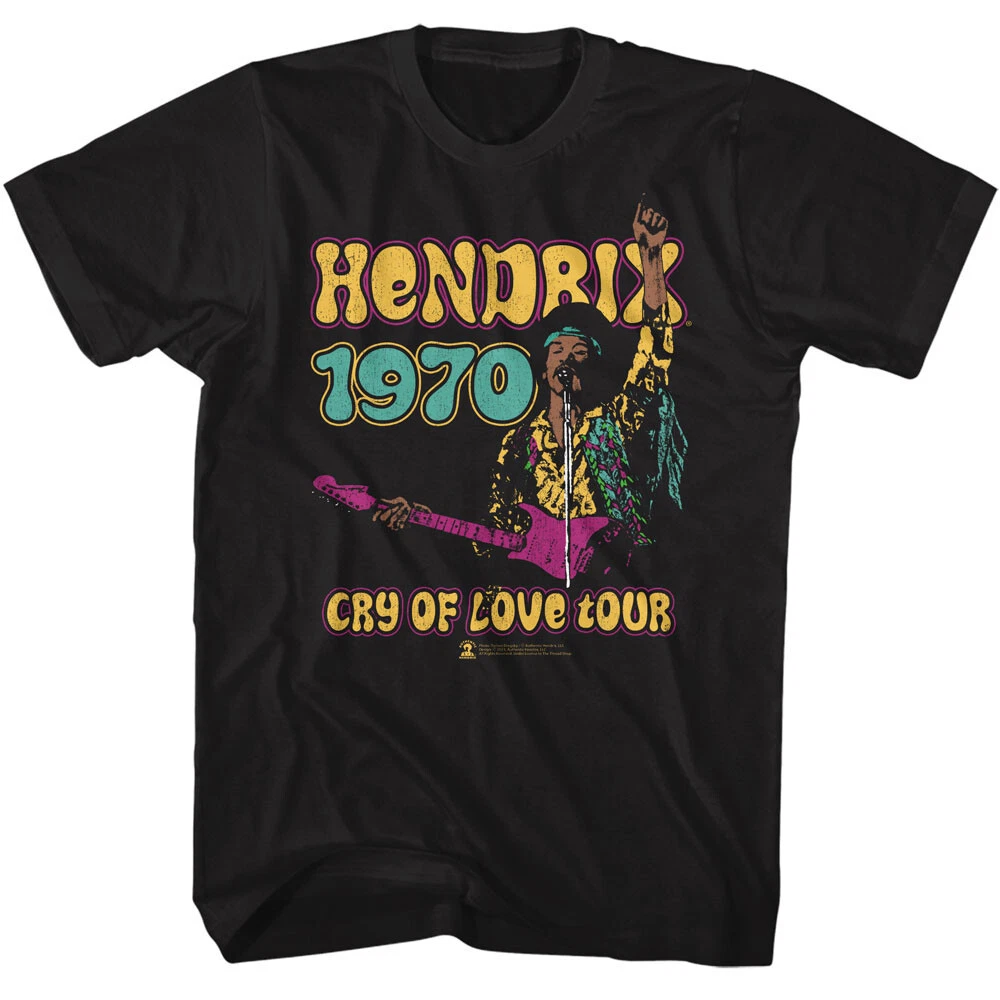 100% cotton tshirts men tee Jimi Hendrix 1970 Cry Of Love Tour Men's T ...