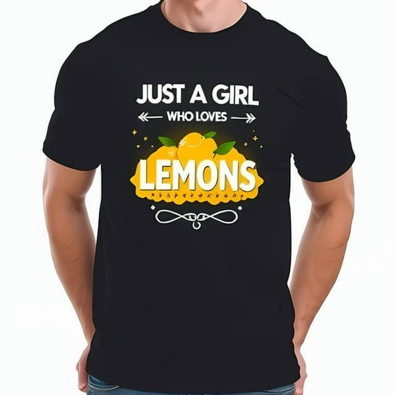 100% cotton tshirts men tee Just a Girl Who Loves Lemons Graphic T ...