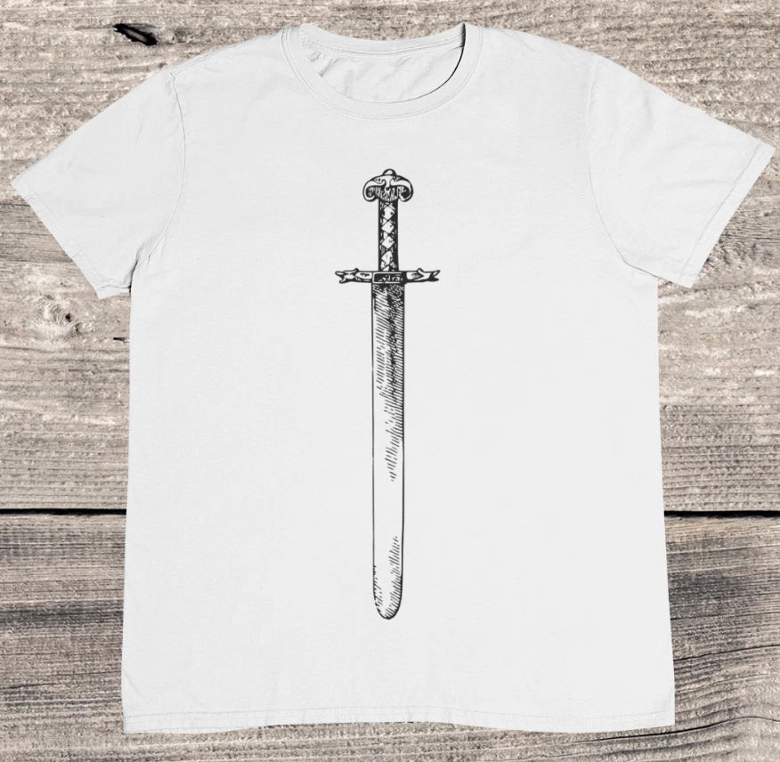 100% cotton tshirts men tee Knight Sword T shirt - Vintage Sword ...