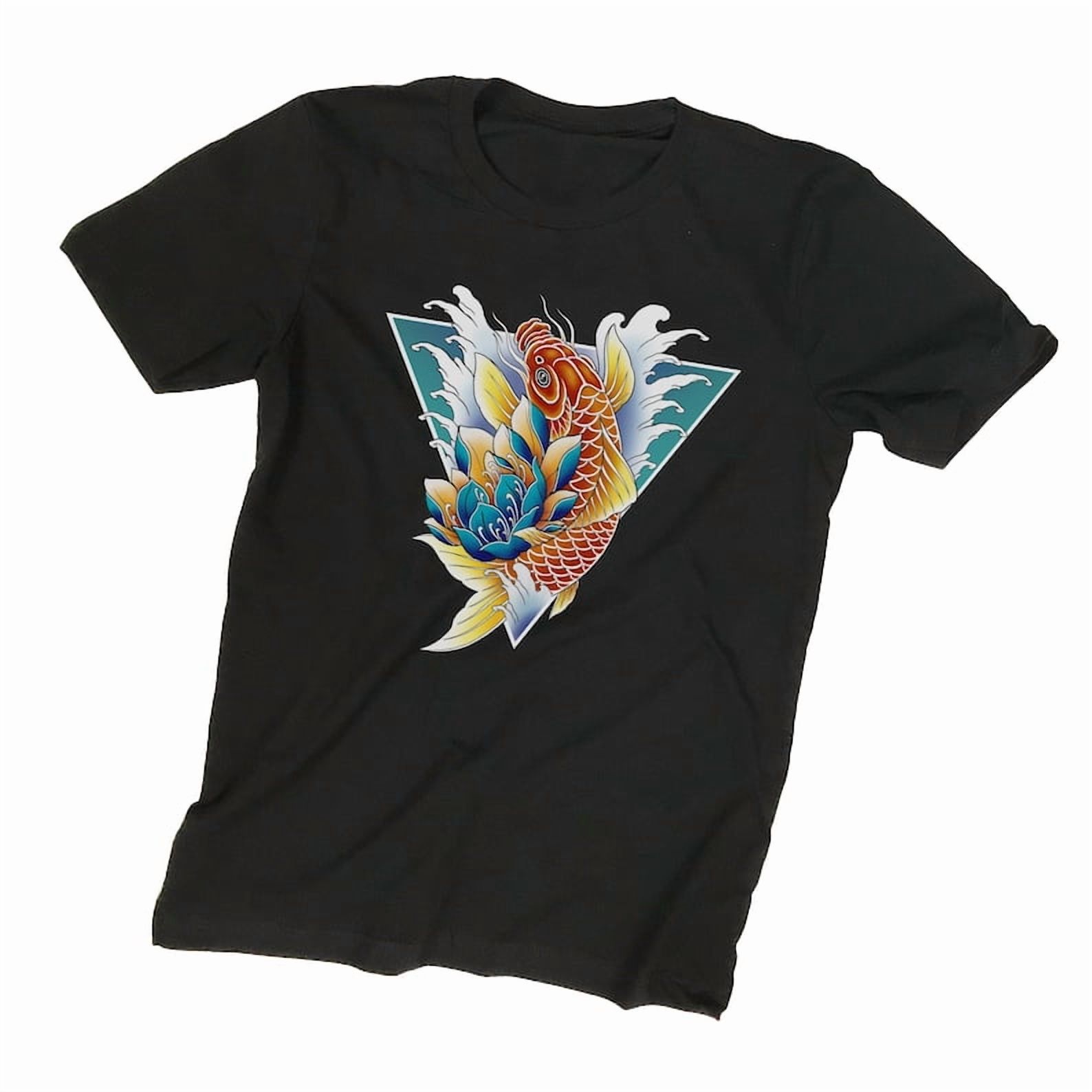 100% cotton tshirts men tee Koi and Lotus Water Drawing Mens T Shirt ...