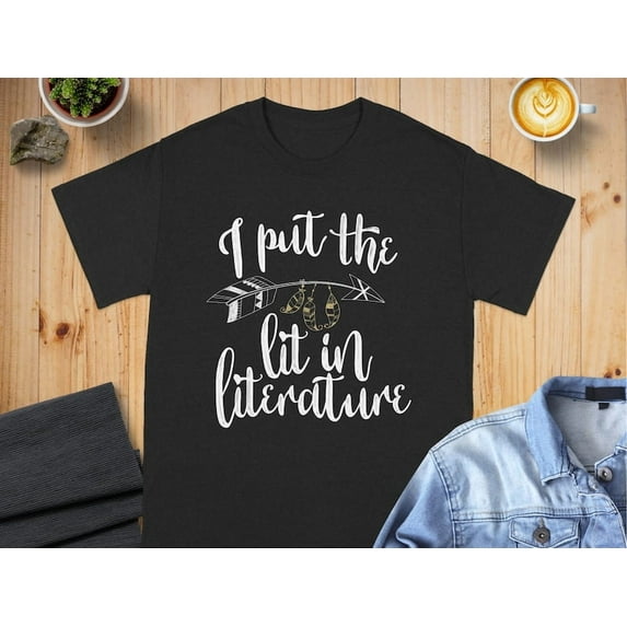 100% cotton tshirts men tee Literature T-Shirt, Funny Teacher Tee, Book ...