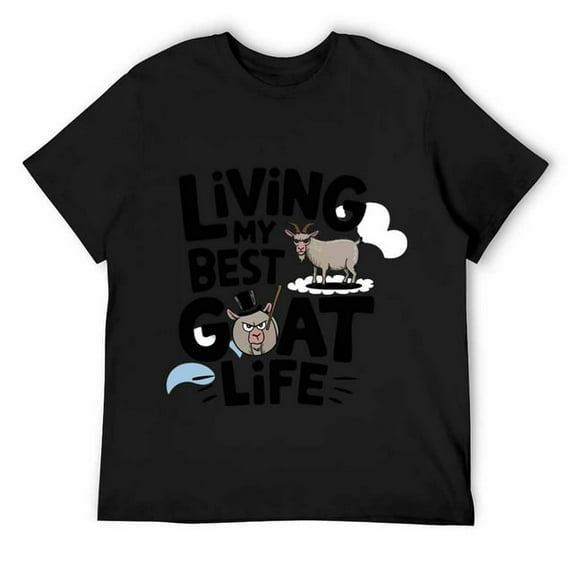 100% cotton tshirts men tee Living My Best Goat Life ! Funny Trail Running Graphic T-Shirt ...